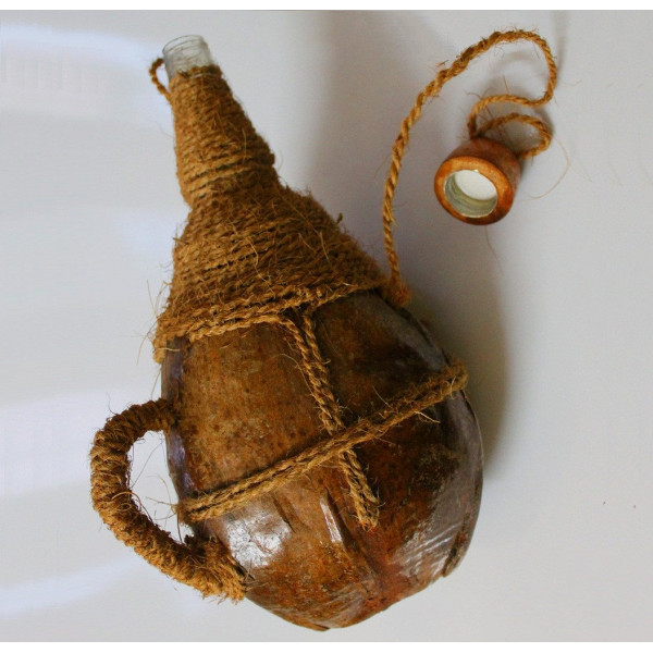 Coconut Shell Bottle, Glass Bottle Encased in Coconut Shell - Buy ...